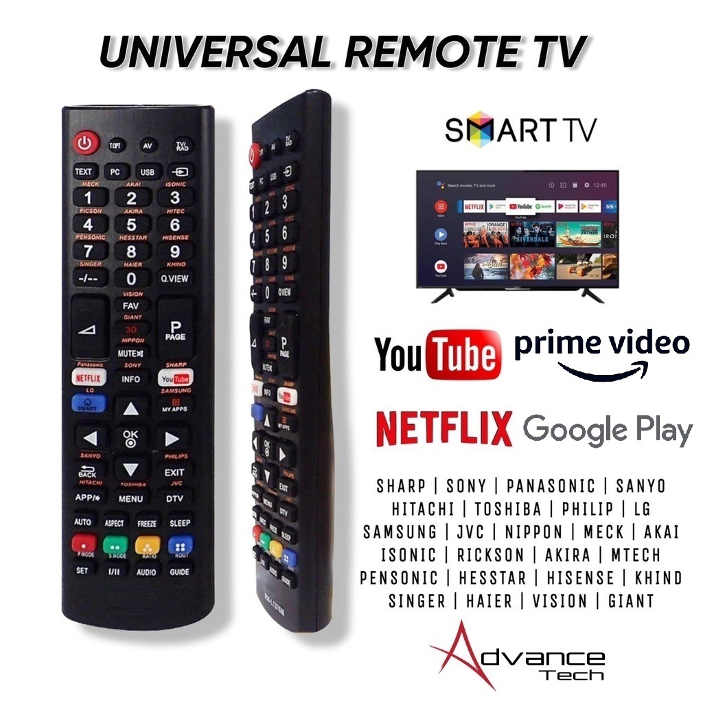 Universal TV Remote SMART TV LCD LED WITH BUTTON NETFLIX YOUTUBE REMOTE ...