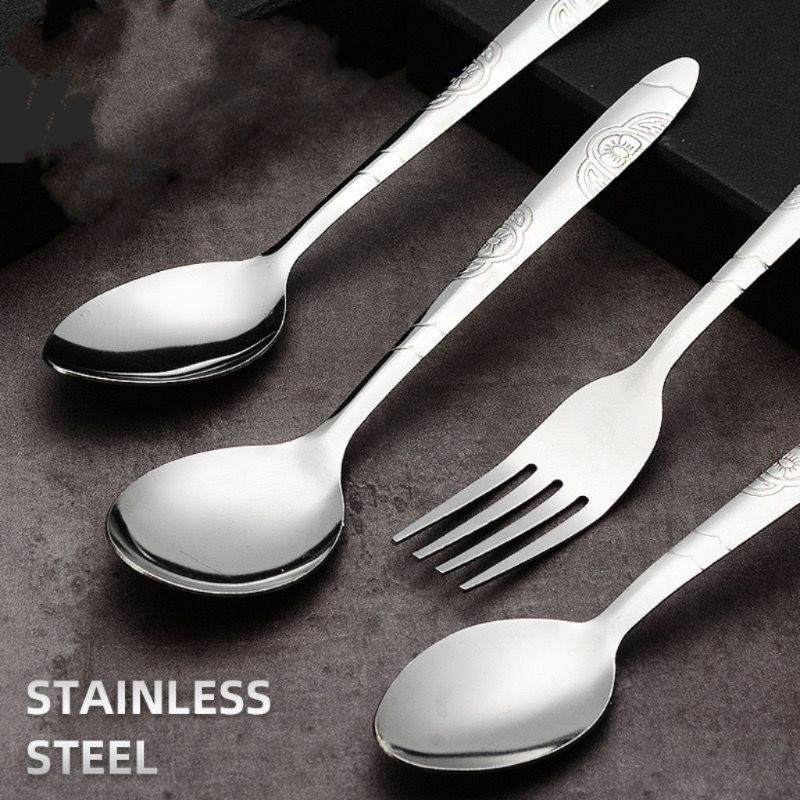 Stainless Steel Portable Spoon Fork Soup Spoon Dinner Lunch Spoon Table ...