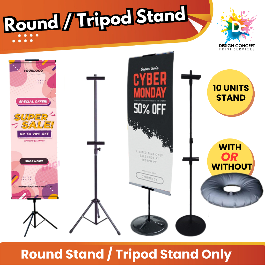 Poster Banner Bunting Stand / Round Stand / T Stand / Tripod Stand With ...