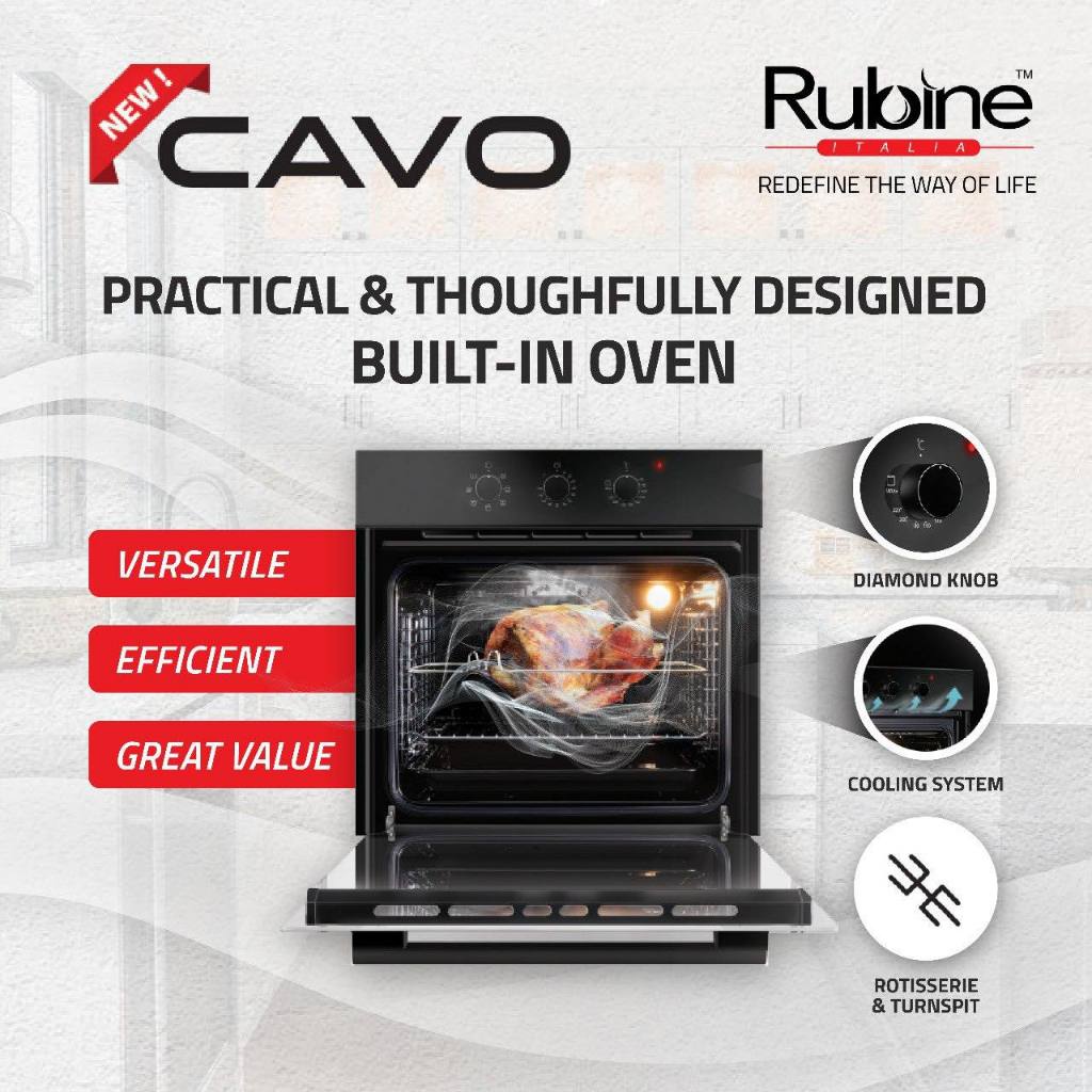 Rubine RBO-CAVO-60BL 60L 7 Functions Easy Clean SIRIM Built-in Electric Grill Bakery ...