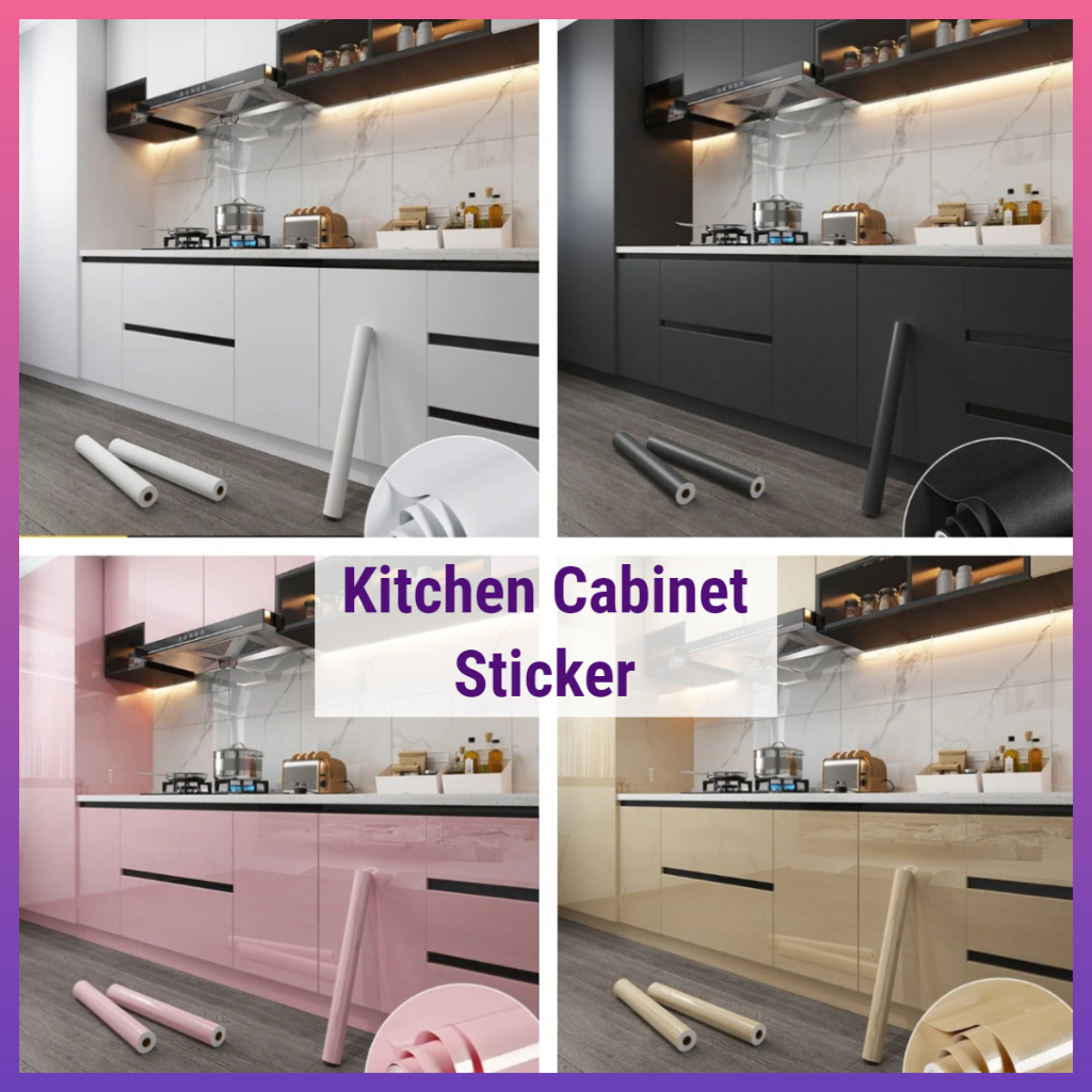🔥Kitchen Cabinet Sticker PVC Waterproof Self-Adhesive Wallpaper For Old ...