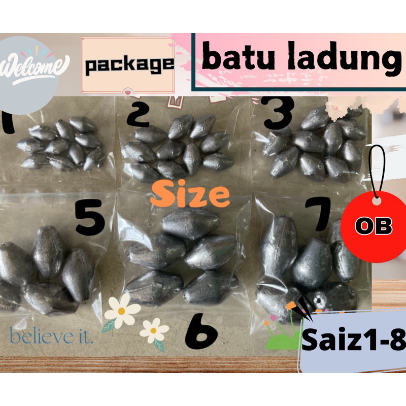 Batu timah Ladung pancing/ fishing lead sinker OB pakej | Shopee Malaysia