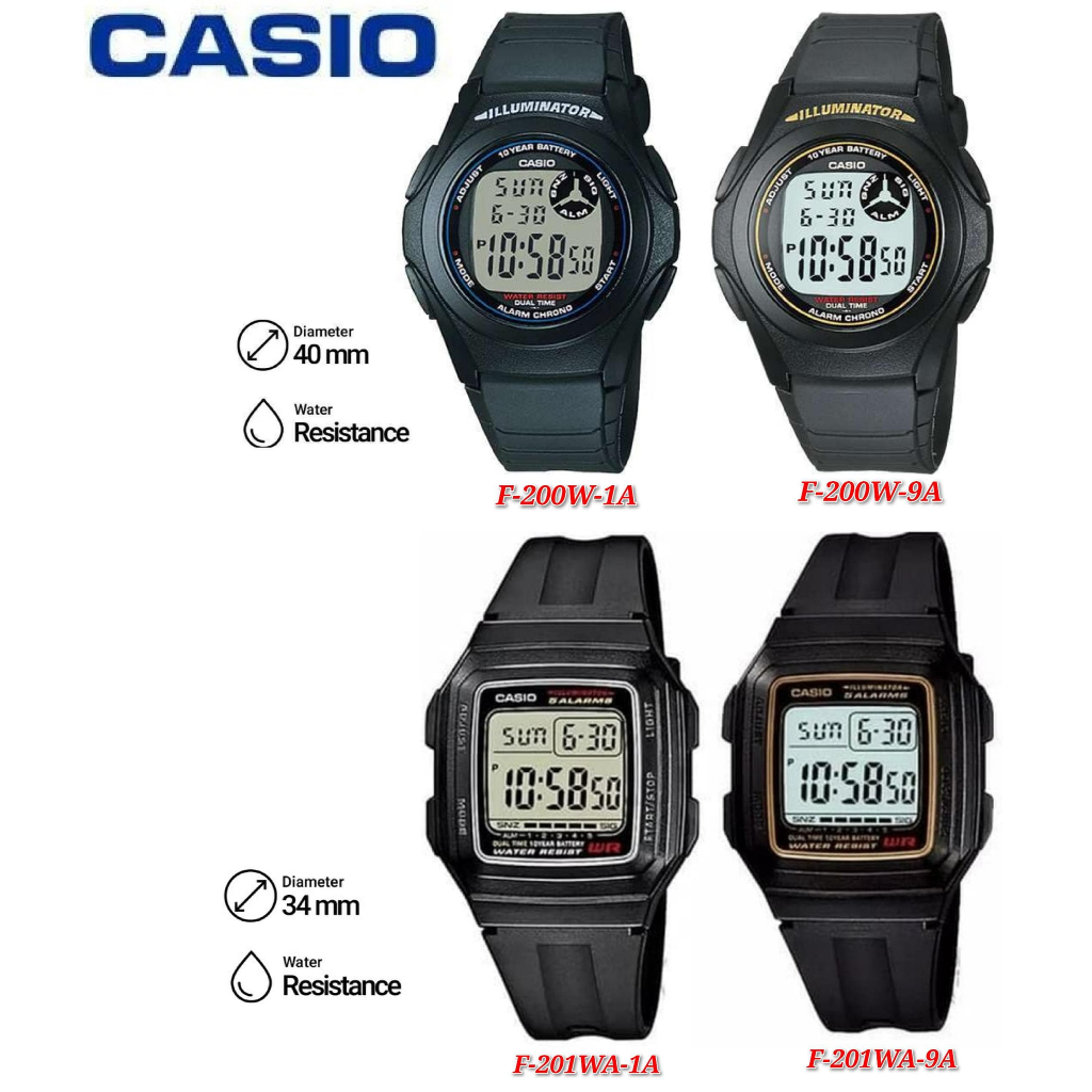Casio F-200W / F-201WA Digital YOUTH Classic Resin Band Casual Watch | Shopee Malaysia