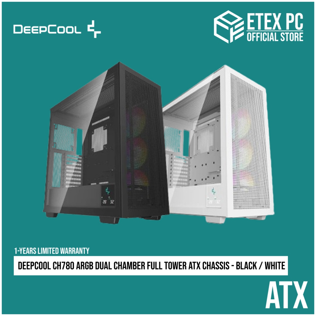 DeepCool CH780 ARGB Dual Chamber Full Tower ATX Chassis - Black / White ...