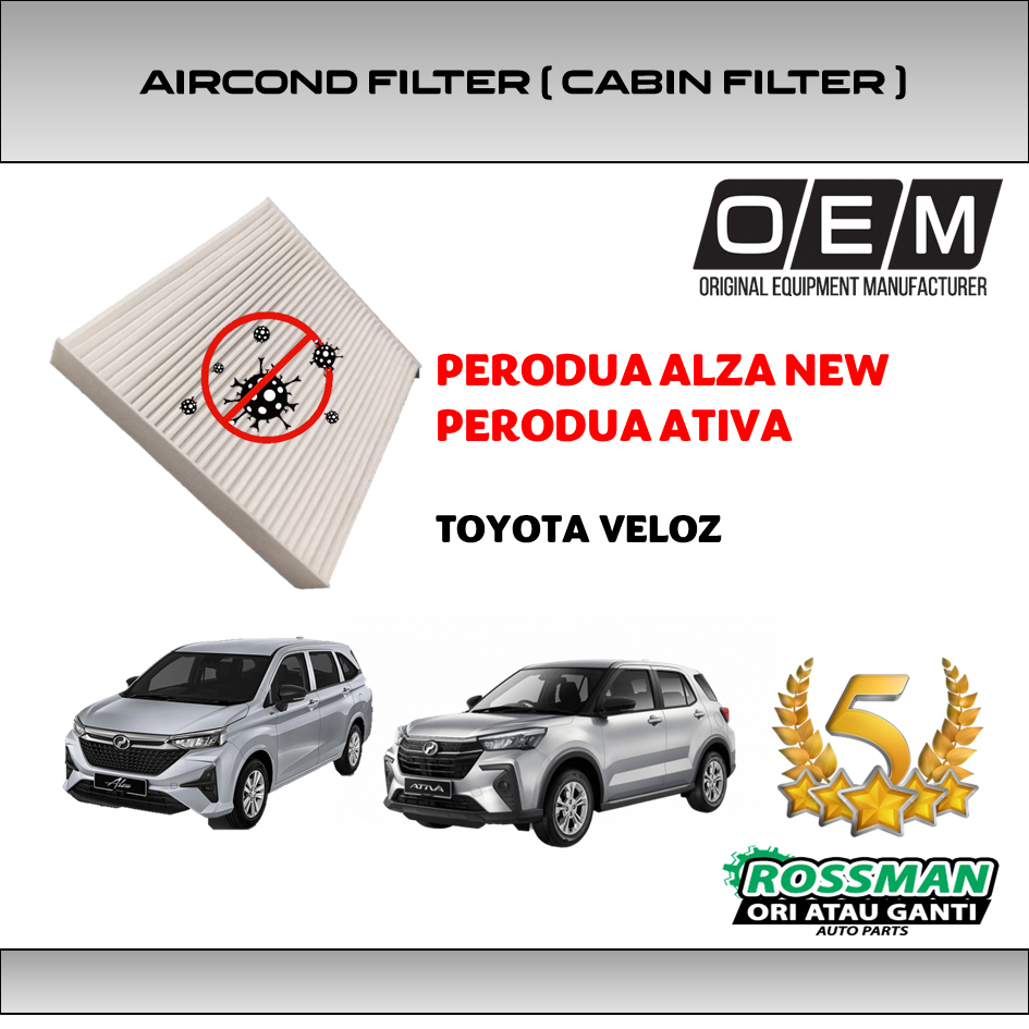 Perodua Alza New , Ativa , Toyota Veloz Premium Cabin Filter Cleaner ...