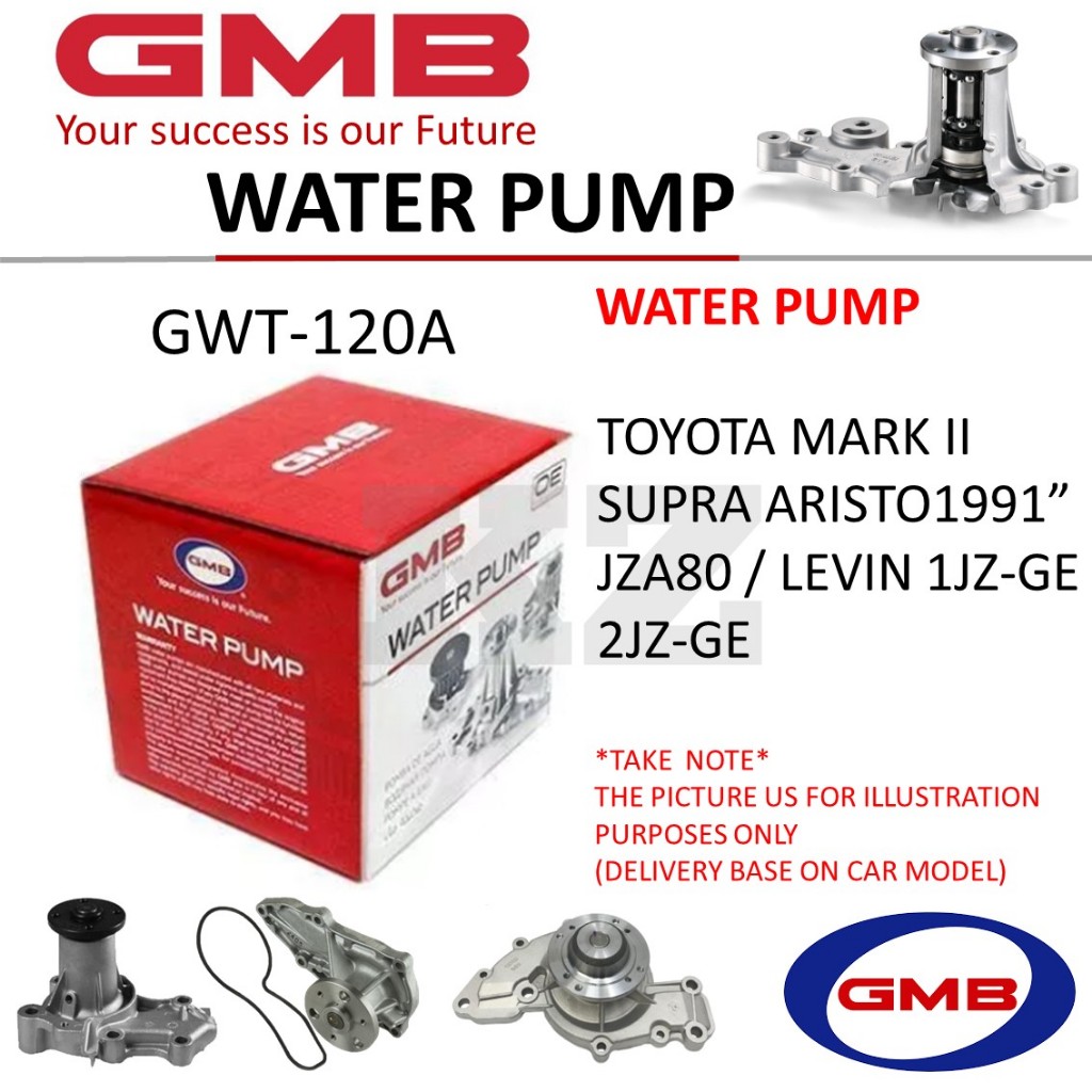 GMB BRAND WATER PUMP - GWT-120A TOYOTA MARK II SUPRA ARISTO 1991” JZA80 / LEVIN 1JZ-GE 2JZ-GE ...