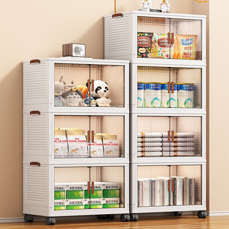 3/4/5 Layer Stackable Storage Cabinet with Wheels Multi-purpose 2 Door ...