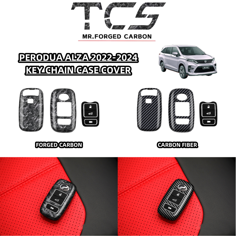 TCS PERODUA ALZA 2022-2024 CAR FORGED CARBON KEY CHAIN COVER CASE ...