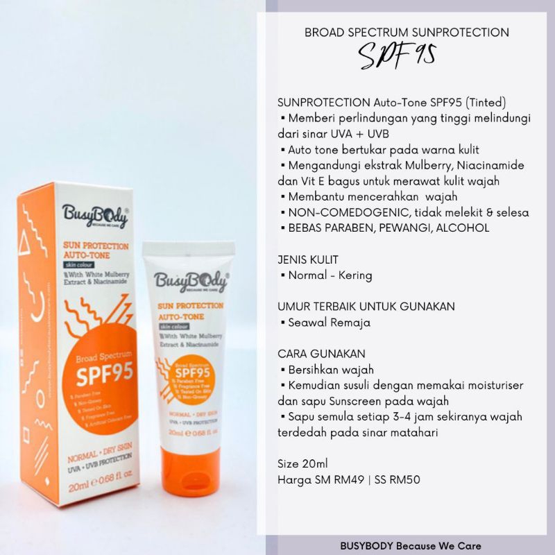 (FREE SHIPPING) Busybody Tinted Sunscreen / Sunprotection Broad Spectrum Spf95 (20ml) | Shopee ...