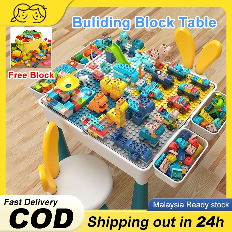 Multifunctional Blocks study table and Chair for kids Adjustable Blocks ...