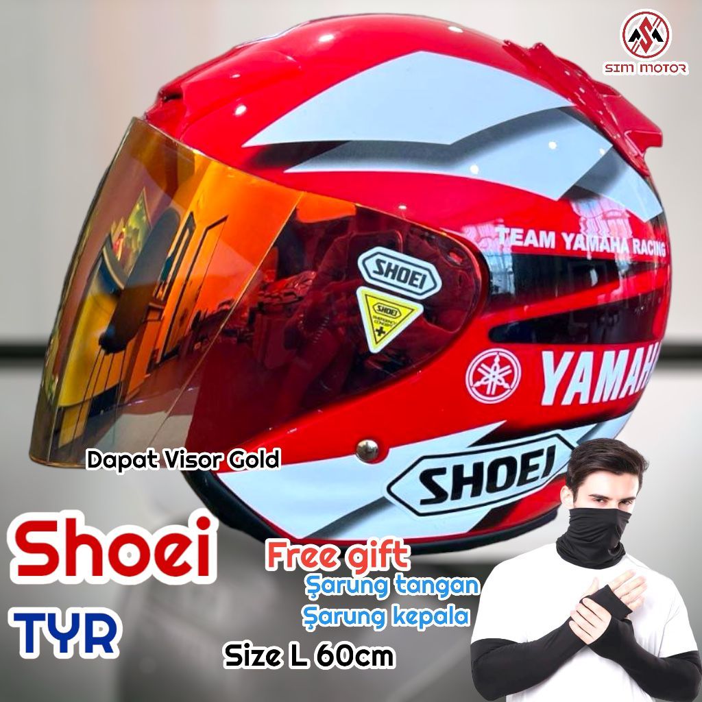 TYR [Dapat Sarung Kepala+ Sarung Tangan] Helmet Shoei Yamaha V8S TYR ...
