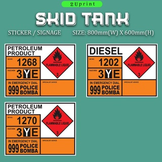 Skid Tank Sticker Mudah Terbakar Highly Flammable Petroleum / Diesel ...