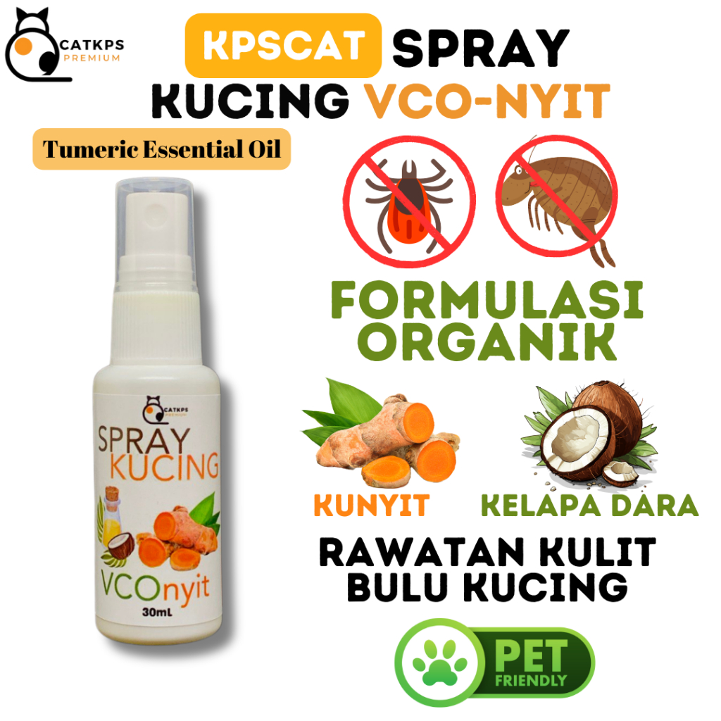 KPSPro VCO Nyit Spray Kucing Ubat Kurap Kutu Gatal kucing Anti Fungal ...