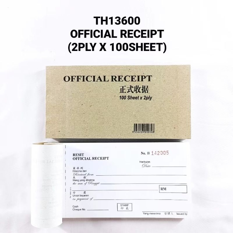 (1PKT) TH13600 Official Receipt | 2PLY X 100SHEET | 3.8" X 7.5"| 5'S ...