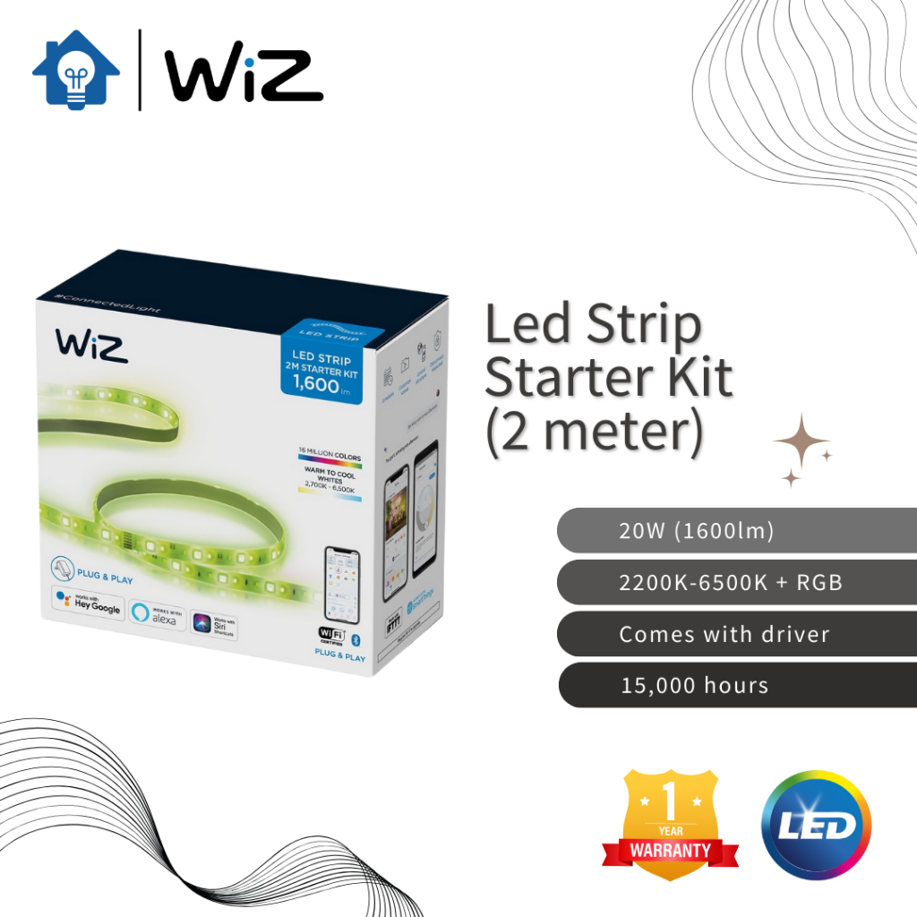 Philips WiZ LED Strip 2m Starter Kit / 1m Extension ( 2700K - 6500K & RGB ) | Shopee Malaysia