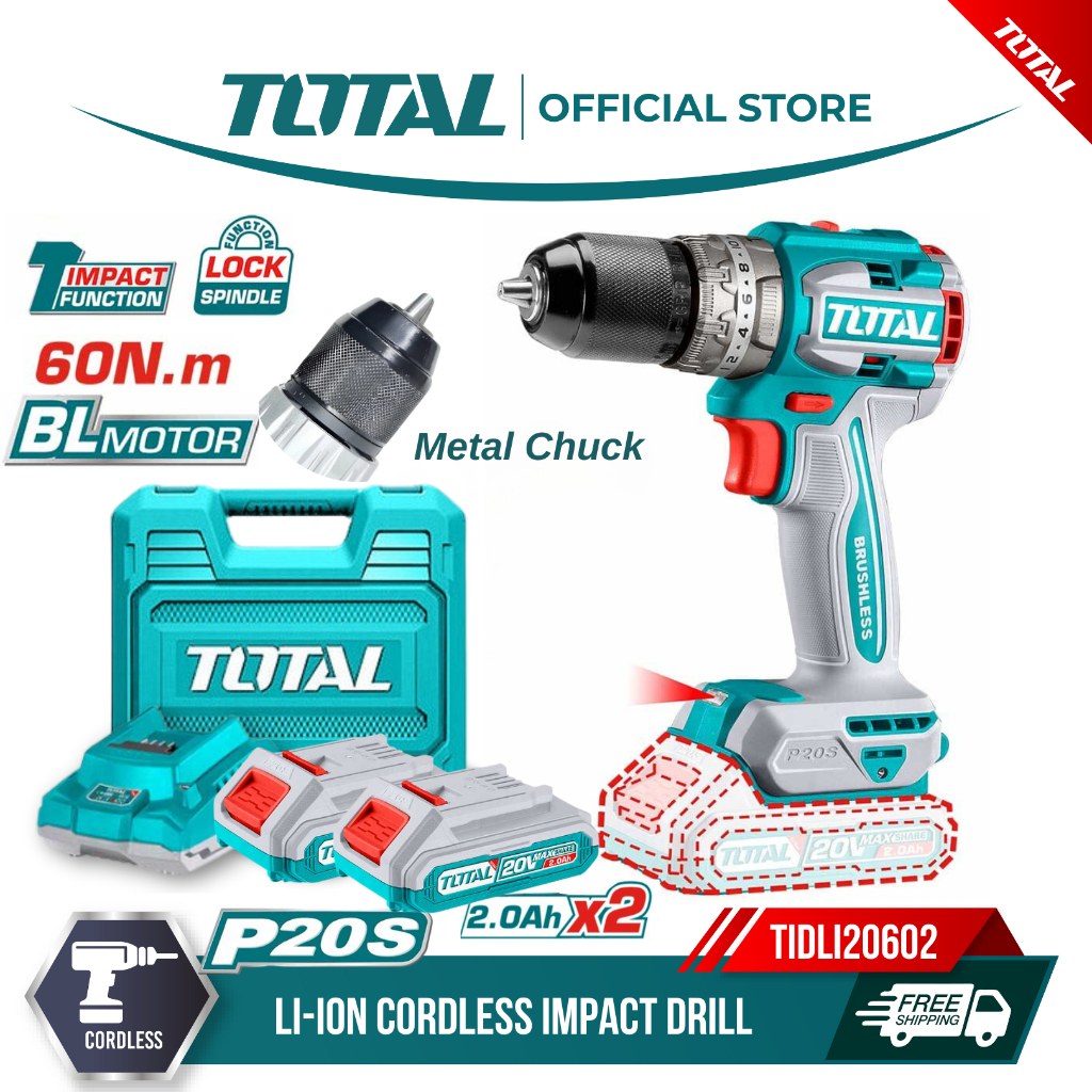Total Li-ion 20V Brushless 66Nm Impact Drill TIDLI20668 | Shopee Malaysia