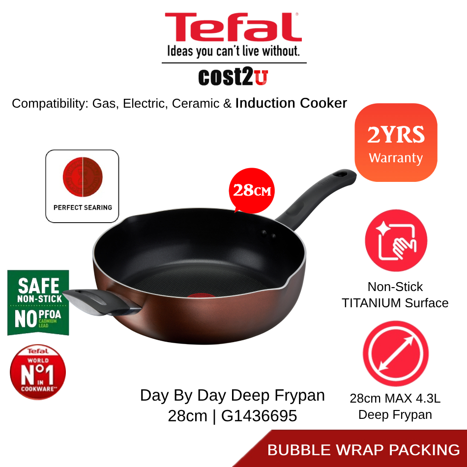 Tefal Non Stick Natura Deep Frypan Wokpan 24-32cm | B22665 B22694 B22606 (Kuali Big Fry Pan Deep ...