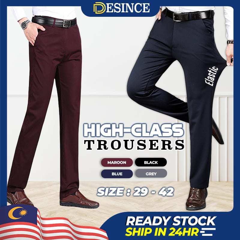 🇲🇾 DESINCE Men Formal Pants Work Working Pants Office Pants Black Blue ...