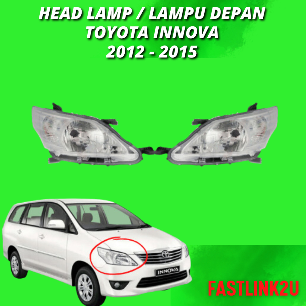 Head Lamp Toyota Innova 2011 Front Lamp Lights Lampu Besar Depan 100% ...