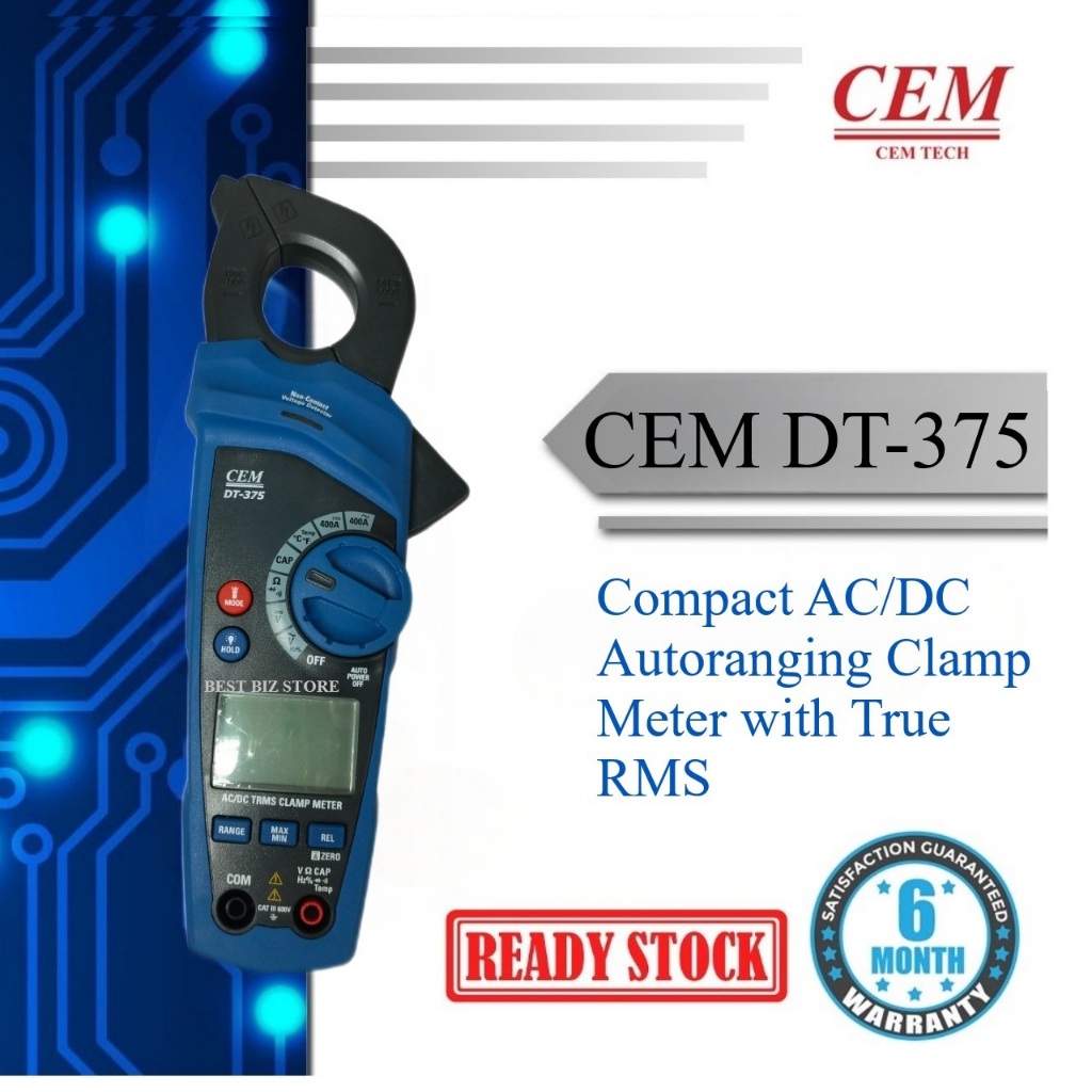 CEM DT-375 Compact AC/DC Autoranging Clamp Meter 400A/600V | Shopee Malaysia