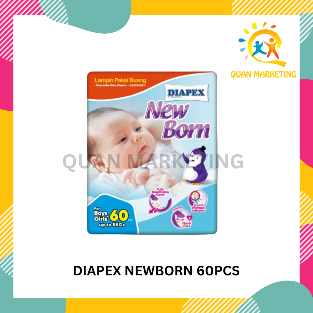Diapex New Born Baby Diapers NB 60pcs | Shopee Malaysia