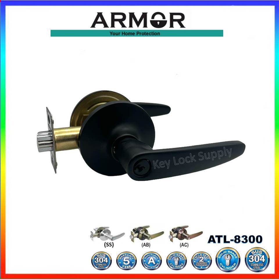 ARMOR TUBULAR LEVER DOOR LOCK ATL 8300 STAINLESS STEEL SUS304 | Shopee ...