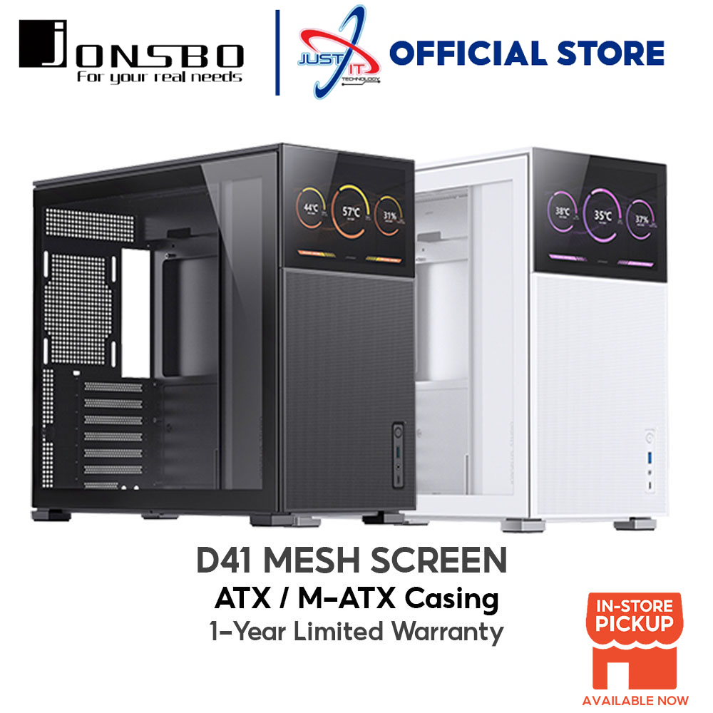 Jonsbo D41 Mesh Screen ATX/M-ATX Casing - Black/White | Shopee Malaysia