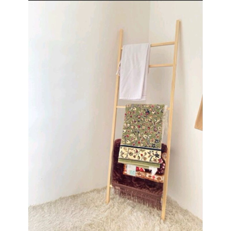 Tangga Sejadah/rak sejadah kayu/deco kayu/tangga sejadah towel/5 palang ...