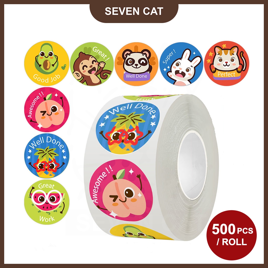 500pcs Round Cute Cartoon Sticker with 8 designs / Parcel Labels ...
