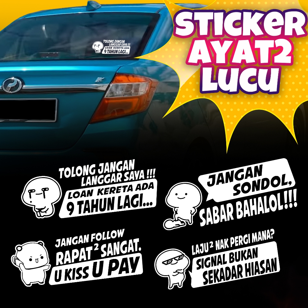 STICKER EMOJI KERETA AYAT-AYAT LUCU PREMIUM 2 / STICKER CERMIN BELAKANG ...