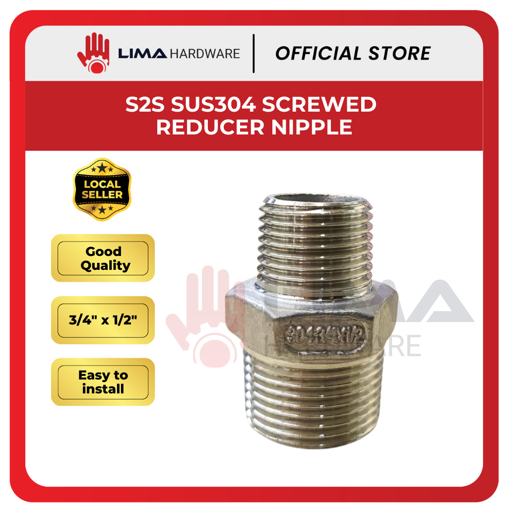 S2S SUS304 SCREWED REDUCER NIPPLE - 3/4" x 1/2" (20MM x 15MM) | Shopee ...