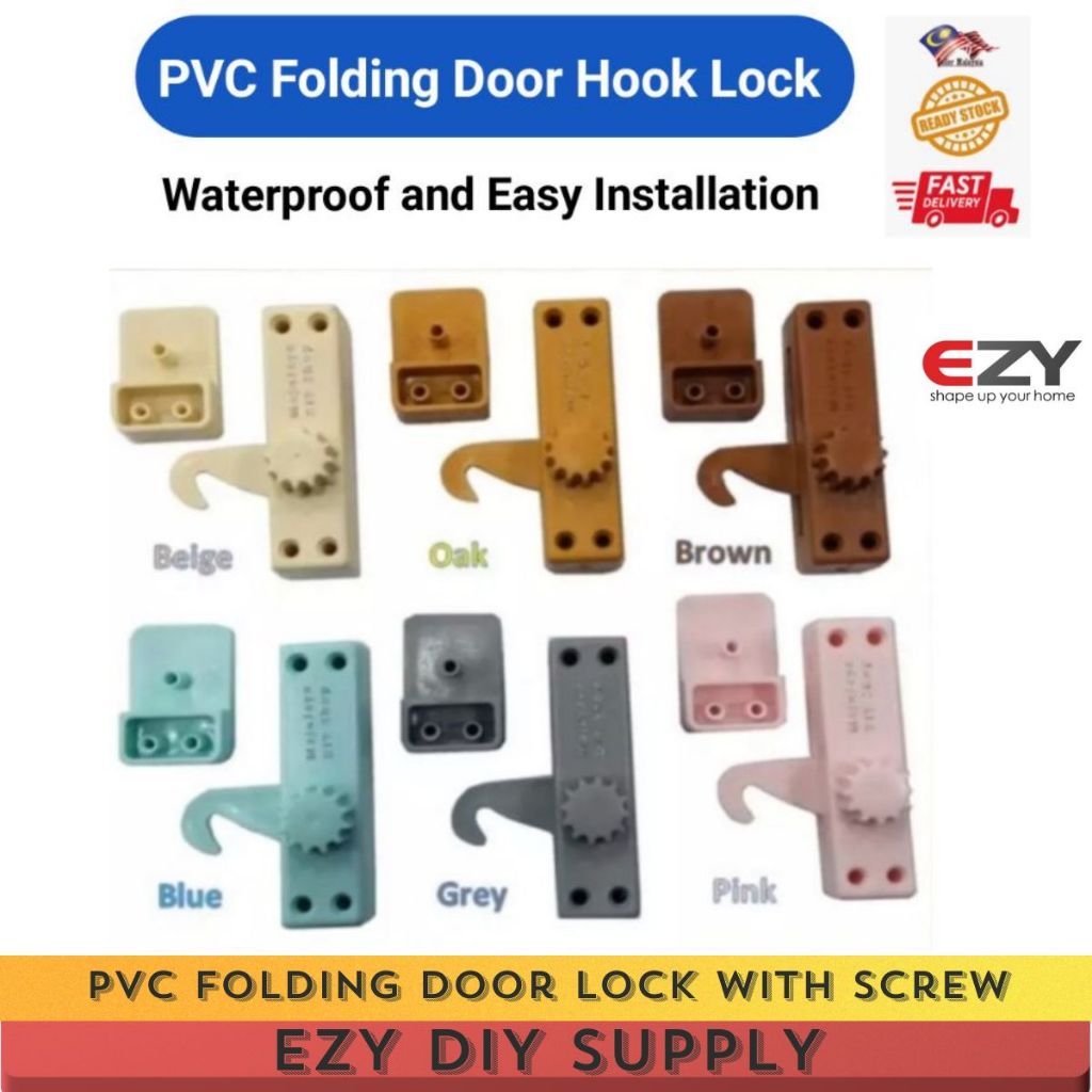 PVC Folding Door Lock With Screw /PVC HOOK LOCK/ PENUTUP Pintu Lipat ...