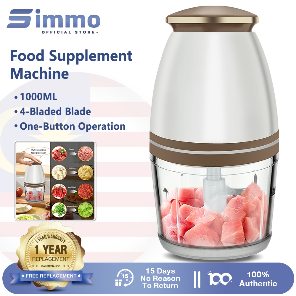 Simmo Electric Meat Grinder Mini Chopper Blender Baby Food Processor 1000ml 4-Blades Garlic ...