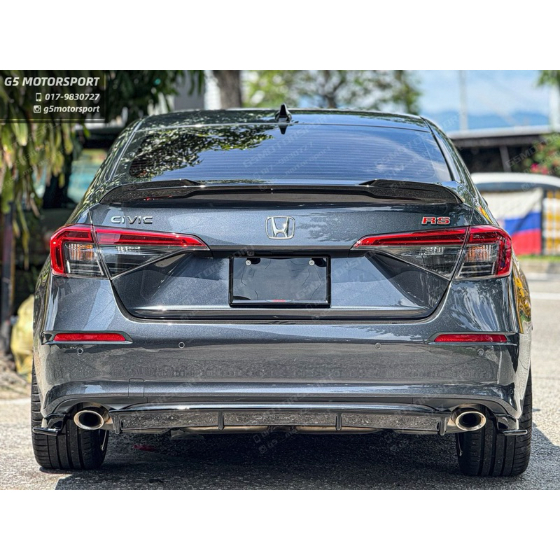 Honda Civic FE Rear Bumper Diffuser & Rear Lips Gloss Black | Shopee ...