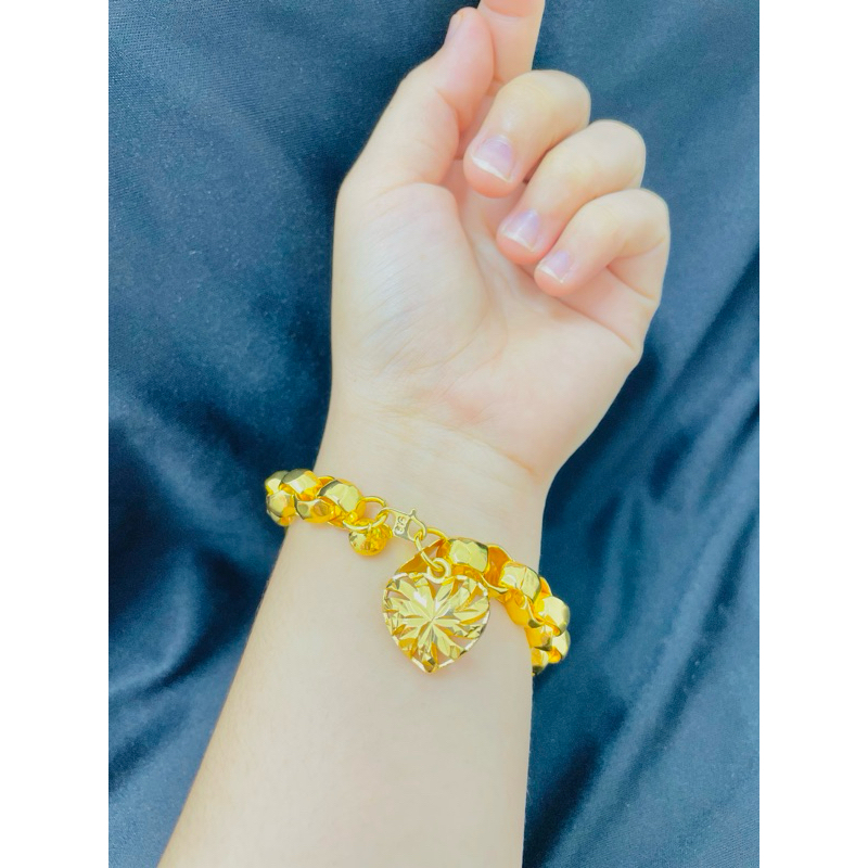 Emas Bangkok Gelang Tangan Candy Juntai LoVe Kerawang Perhiasan Wanita ...
