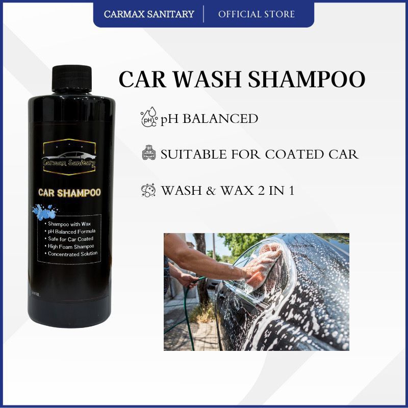 CARMAX SANITARY|Car Wash Shampoo 500ML)Wash and Wax in 1 Steps Premium ...
