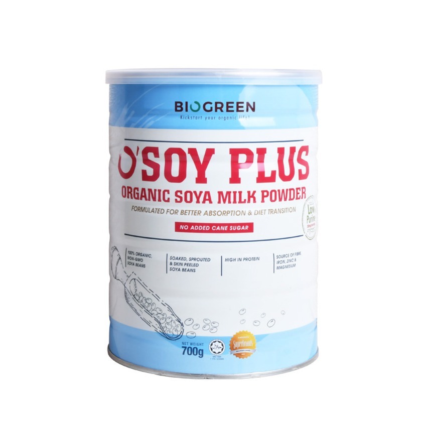 Biogreen O'Soy Plus No Added Sugar Organic Soya Milk Powder (700g ...