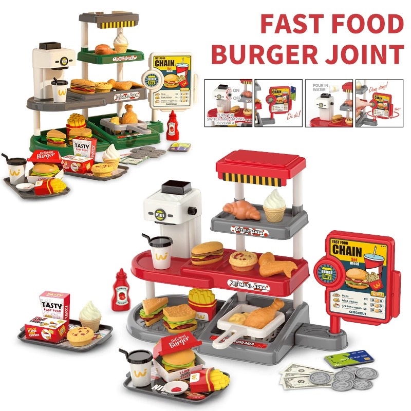 Fast Food Toys Pretend Playset for Kids BBQ Grill Food Burger MCD Toy ...
