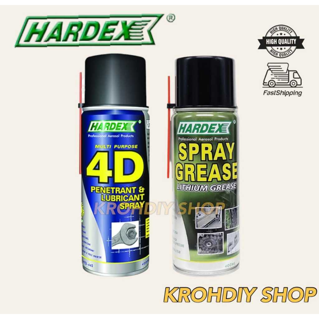 HARDEX SPRAY GREASE 400ML & HARDEX 4D 400ML PENETRANT (10001235/ ...