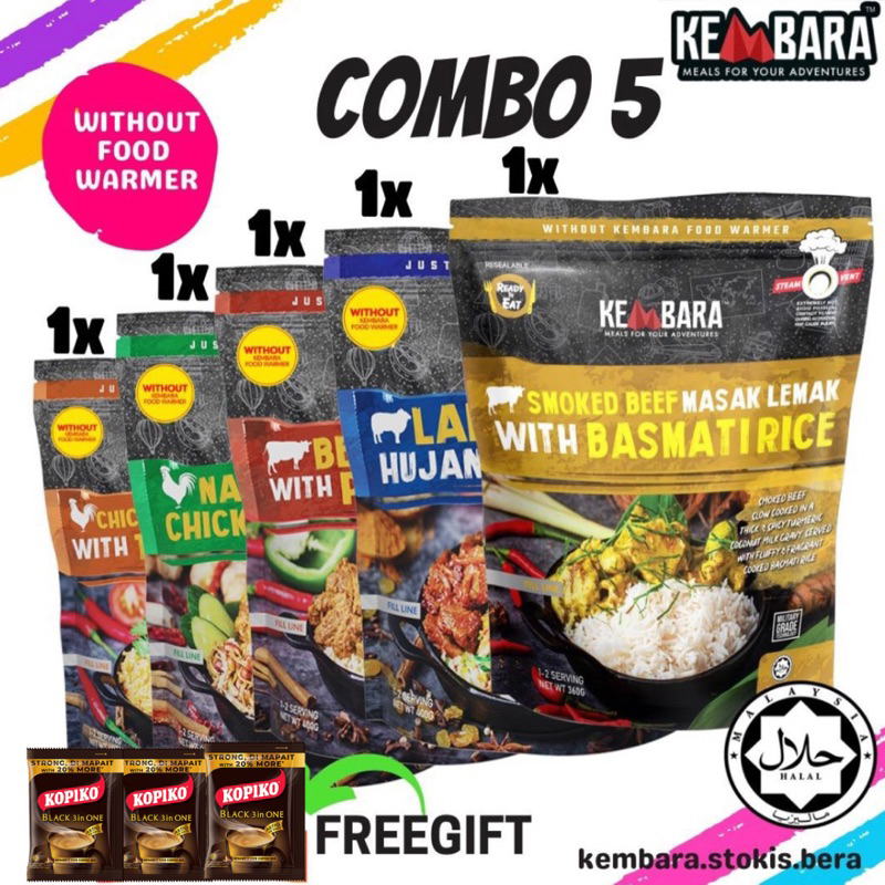 Combo 5 Kembara meal - Emergency food supply / Instant food ready to eat food/ MRE - meal ready ...