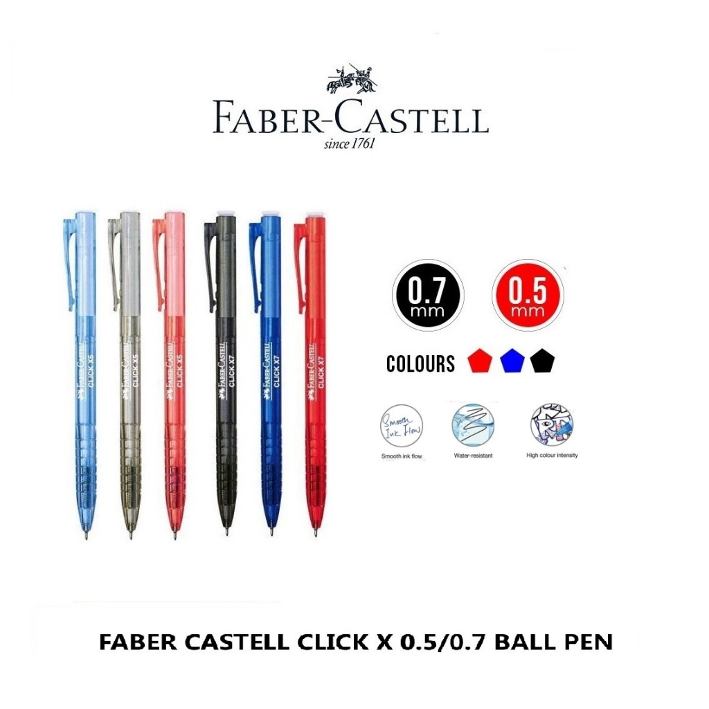Faber Castell Click X Ball Pen Click X5 0.5mm 1425 / Click X7 0.7mm 1422 (1pc) | Shopee Malaysia