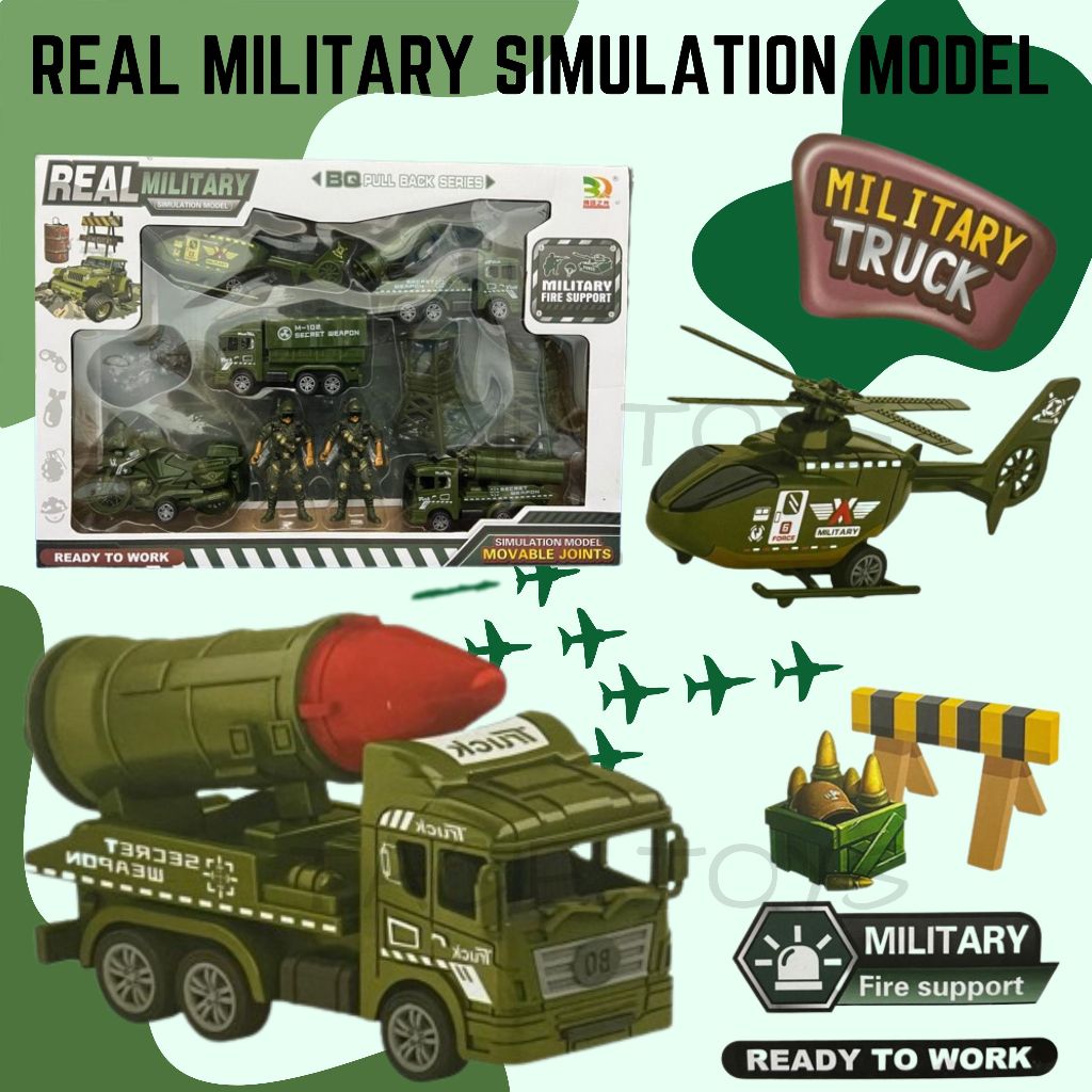 Real Military Simulation Model Movable Joints Army Truck Set Army Toy ...