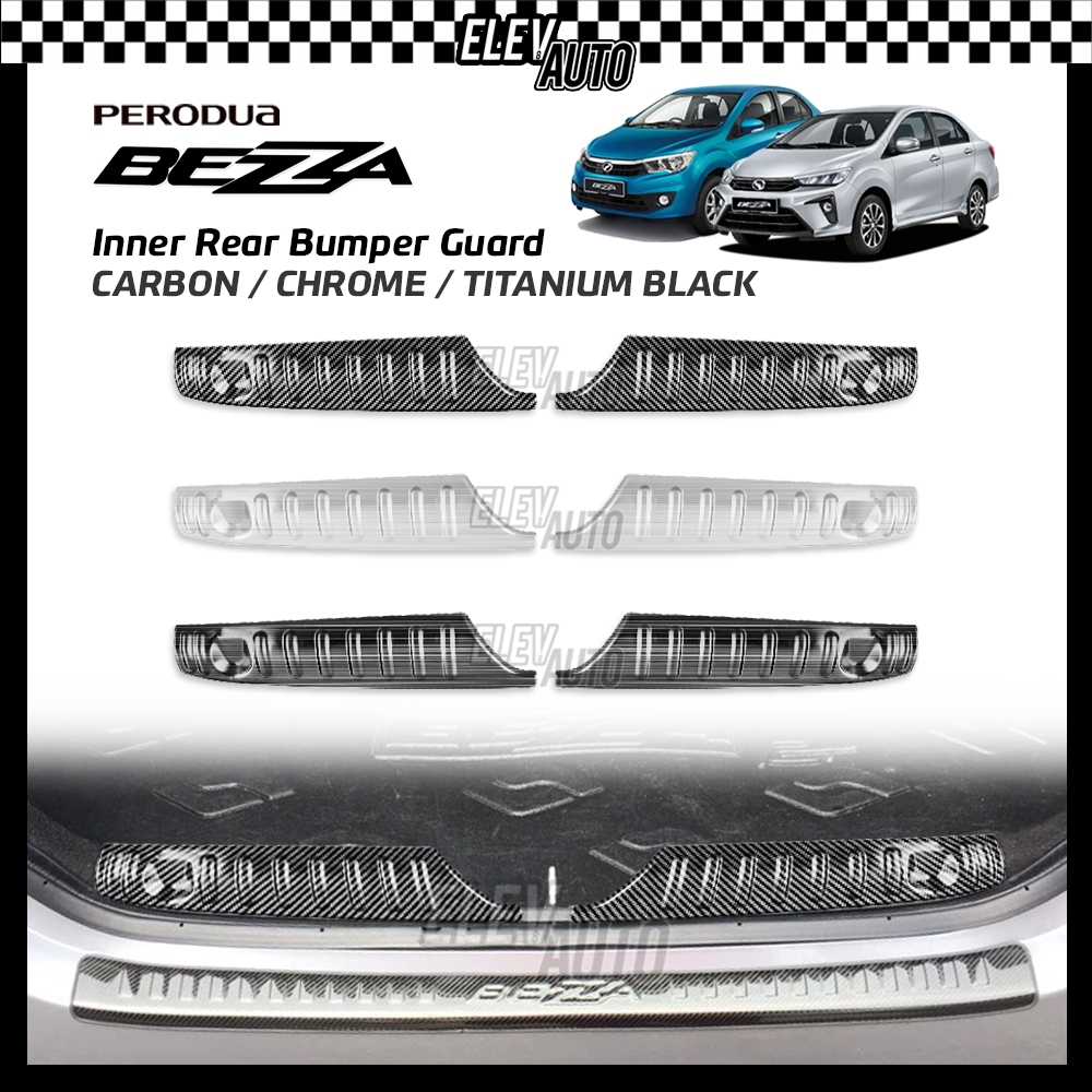 Perodua Bezza STAINLESS STEEL Inner Rear Bumper Guard Pad Carbon Black ...