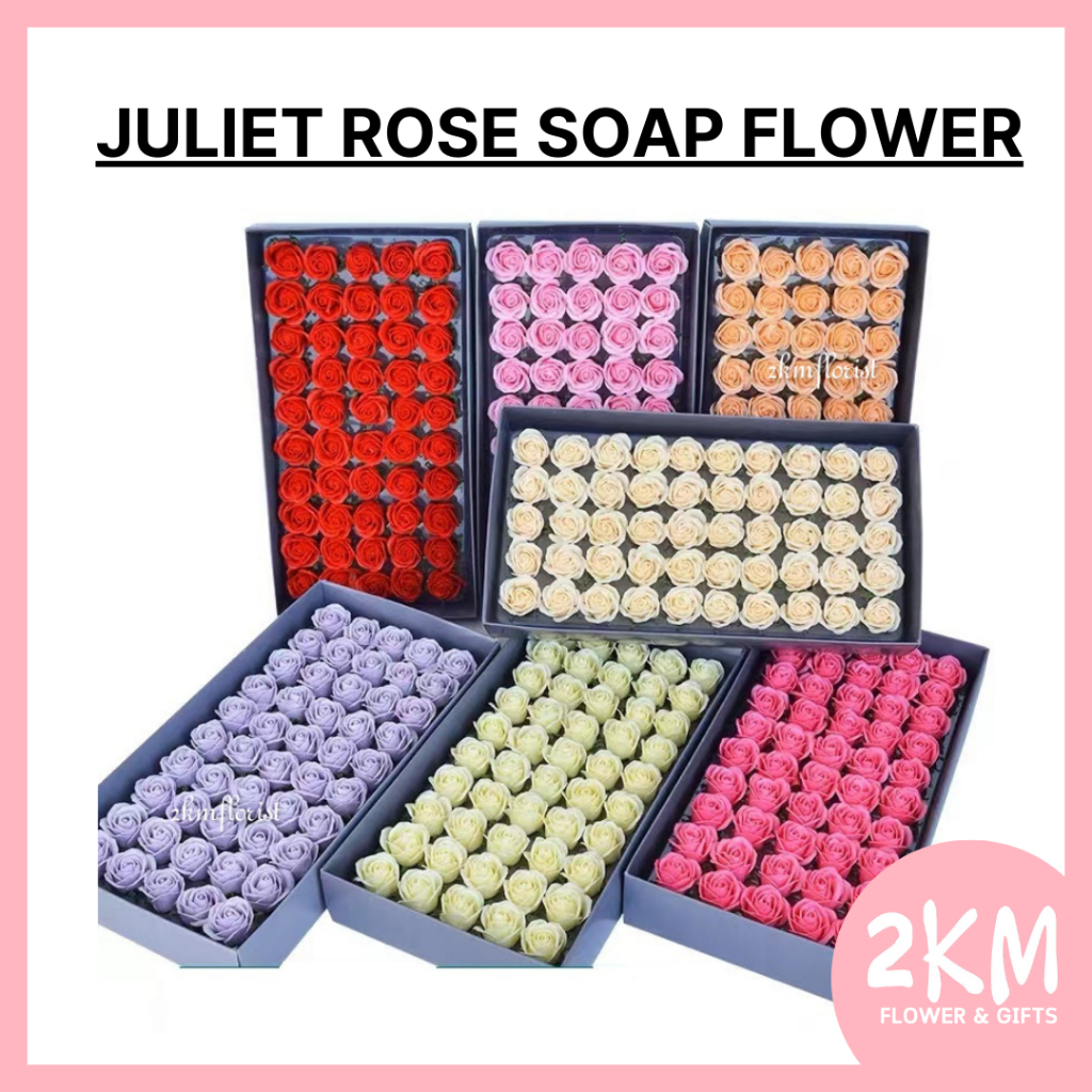 (50PCS) JULIET Rose Soap Flower With Base Fragrant Scent Bouquet ...