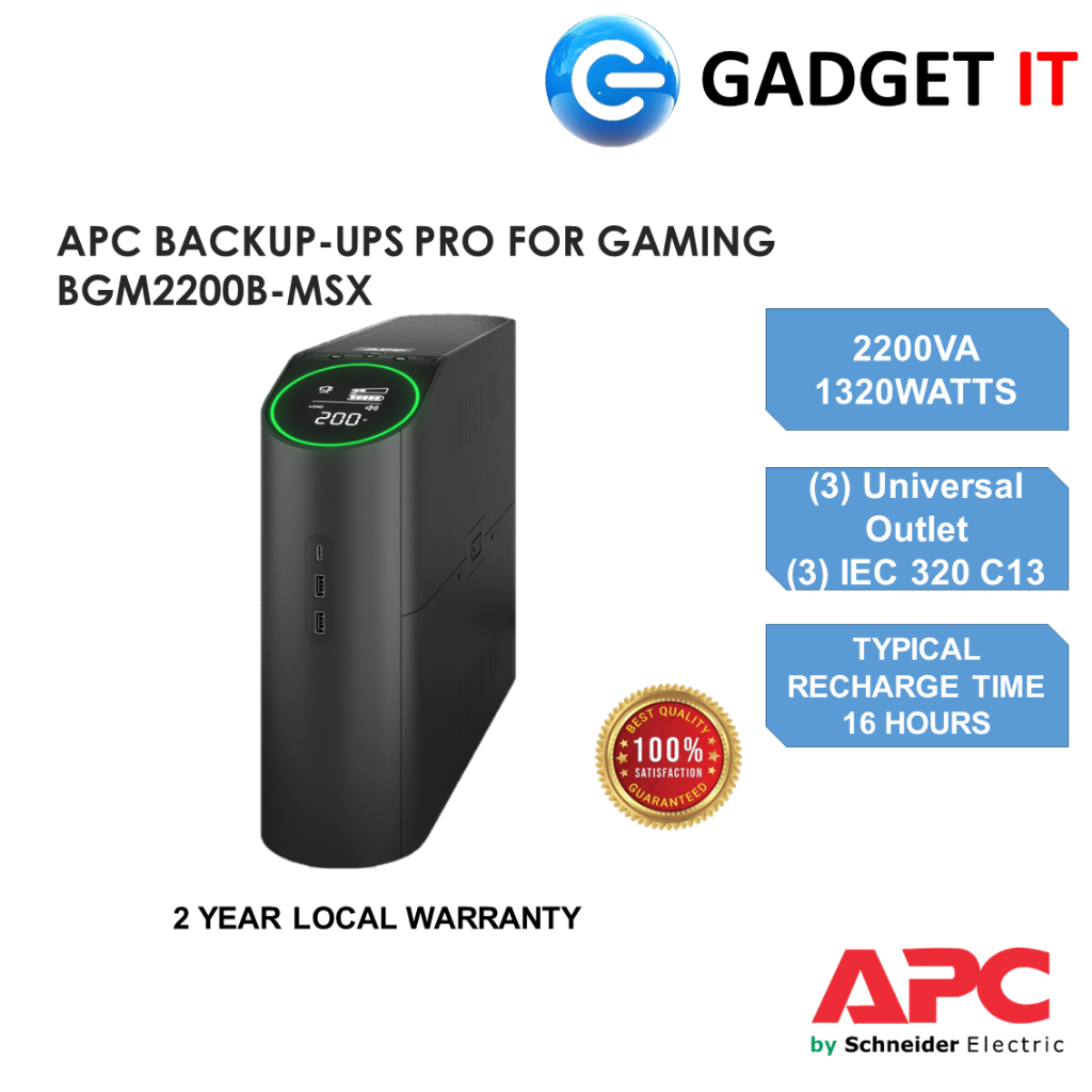 APC Backup-Ups Pro For Gaming (2200VA/1320W) BGM2200-MSX / BGM2200B-MSX ...