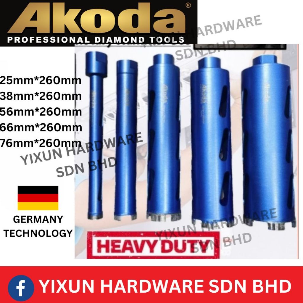 AKODA Dry Core Bit 25mm-76mm SDS Plus for Rotary Hammer Mata Drill ...