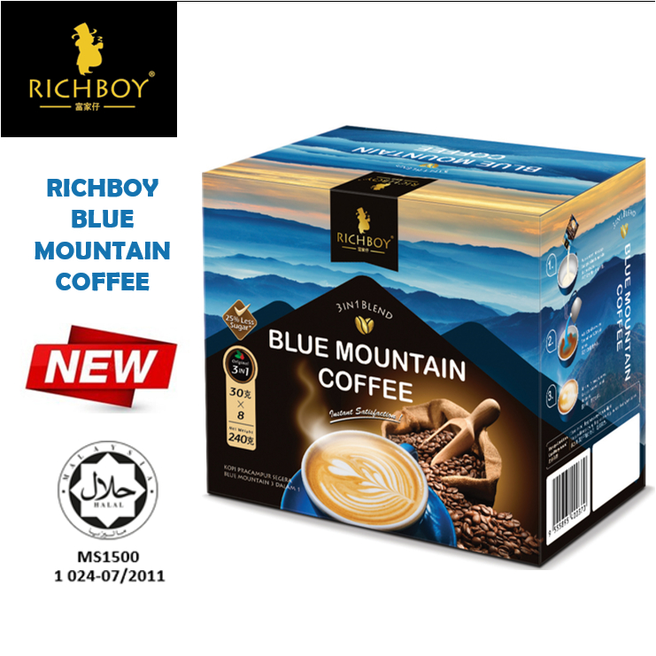 RICHBOY BLUE MOUNTAIN COFFEE 3in1 240g (30g x 8 sachets) - Less Sugar ...