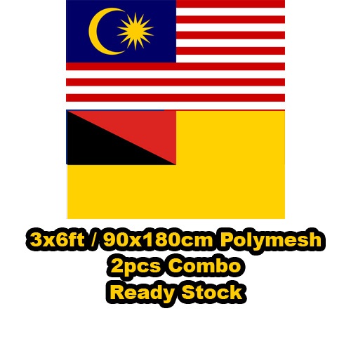 (Polymesh) 3x6ft Bendera Malaysia Negeri Sembilan 2pcs combo Flag ...