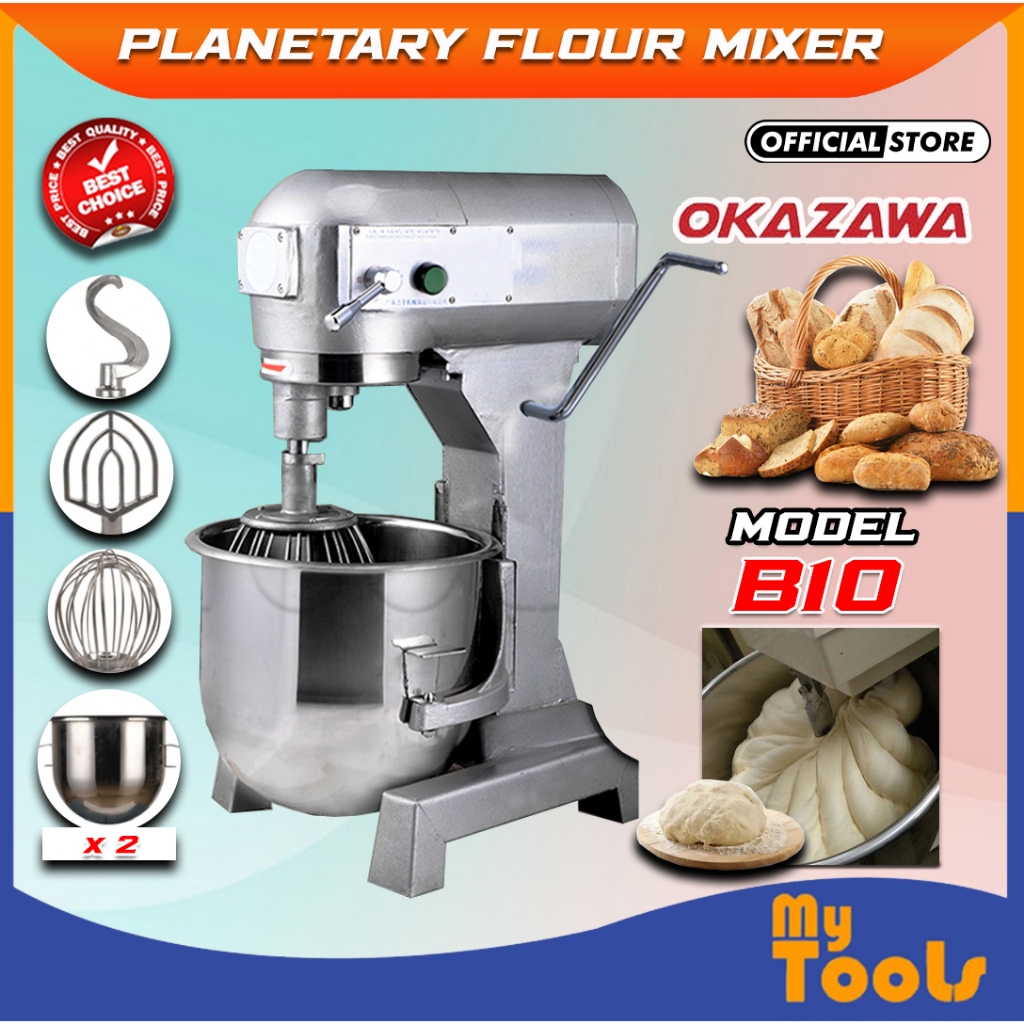 Mytools ORIMAS/OKAZAWA Flour Mixer B10 | 370W | 10L | c/w 2 Bowl and 3 ...