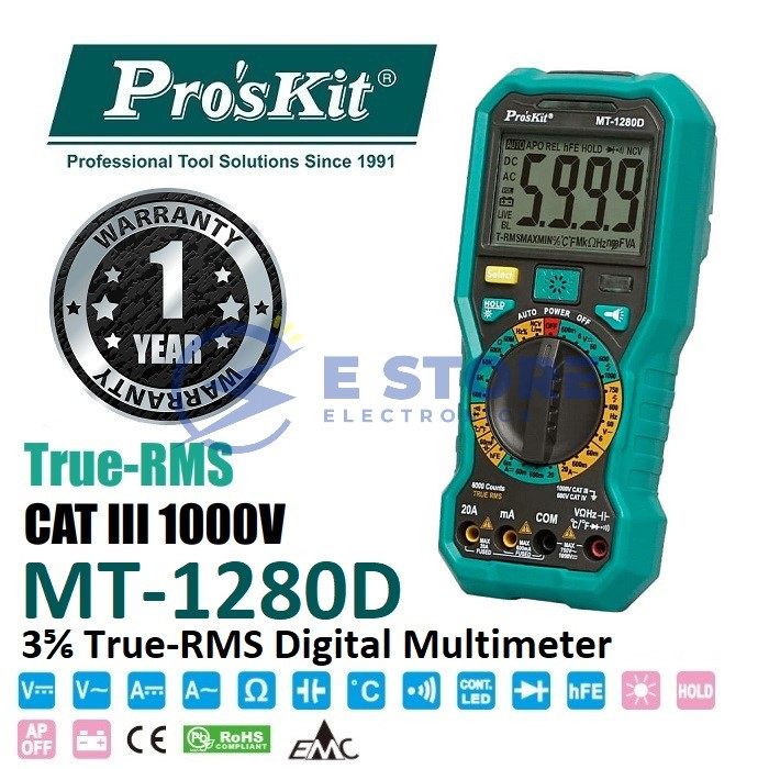 Pro'sKit MT-1280D 3⅚True-RMS Digital Multimeter | Shopee Malaysia